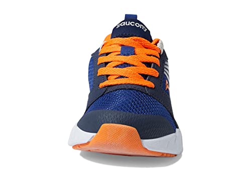 Saucony Wind FST Lac to Toe Sneaker, Navy/Orange, 2 US Unisex Big Kid