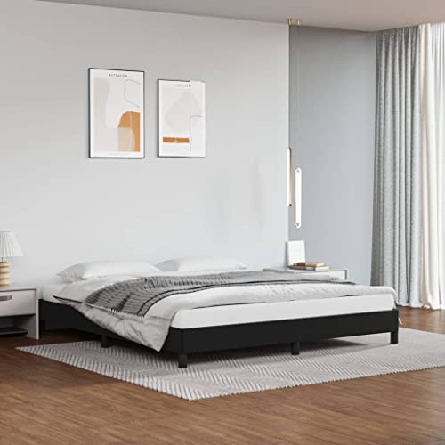 vidaXL Bed Frame Home Indoor Bed Accessory Bedroom Upholstered Double Bed Base Frame Furniture White 59.8"x79.9" Queen Faux Leather