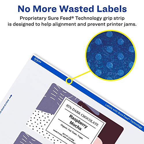Avery Durable Waterproof Rectangle Labels with Sure Feed, 3" x 5", 30 Oil and Tear-Resistant Waterproof Labels, Print-to-The-Edge, Laser/Pigment-Based Inkjet Printable Labels