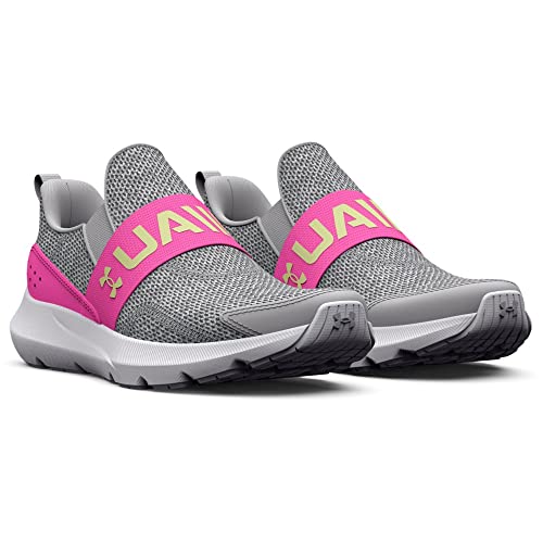 Under Armour Girls' Pre School Surge 3 Slip On, (100) Halo Gray/Rebel Pink/Fade, 2, US