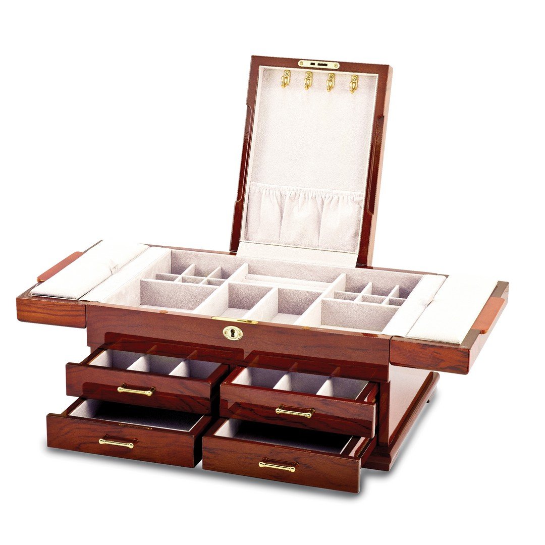 Saris and Things Bubinga Veneers w/Mapa Burl Inlay Jewelry Box