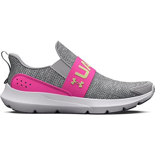 Under Armour Girls' Pre School Surge 3 Slip On, (100) Halo Gray/Rebel Pink/Fade, 2, US
