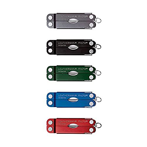 LEATHERMAN, Micra Keychain Multitool with Spring-Action Scissors and Grooming Tools, Stainless Steel, Built in the USA, Blue