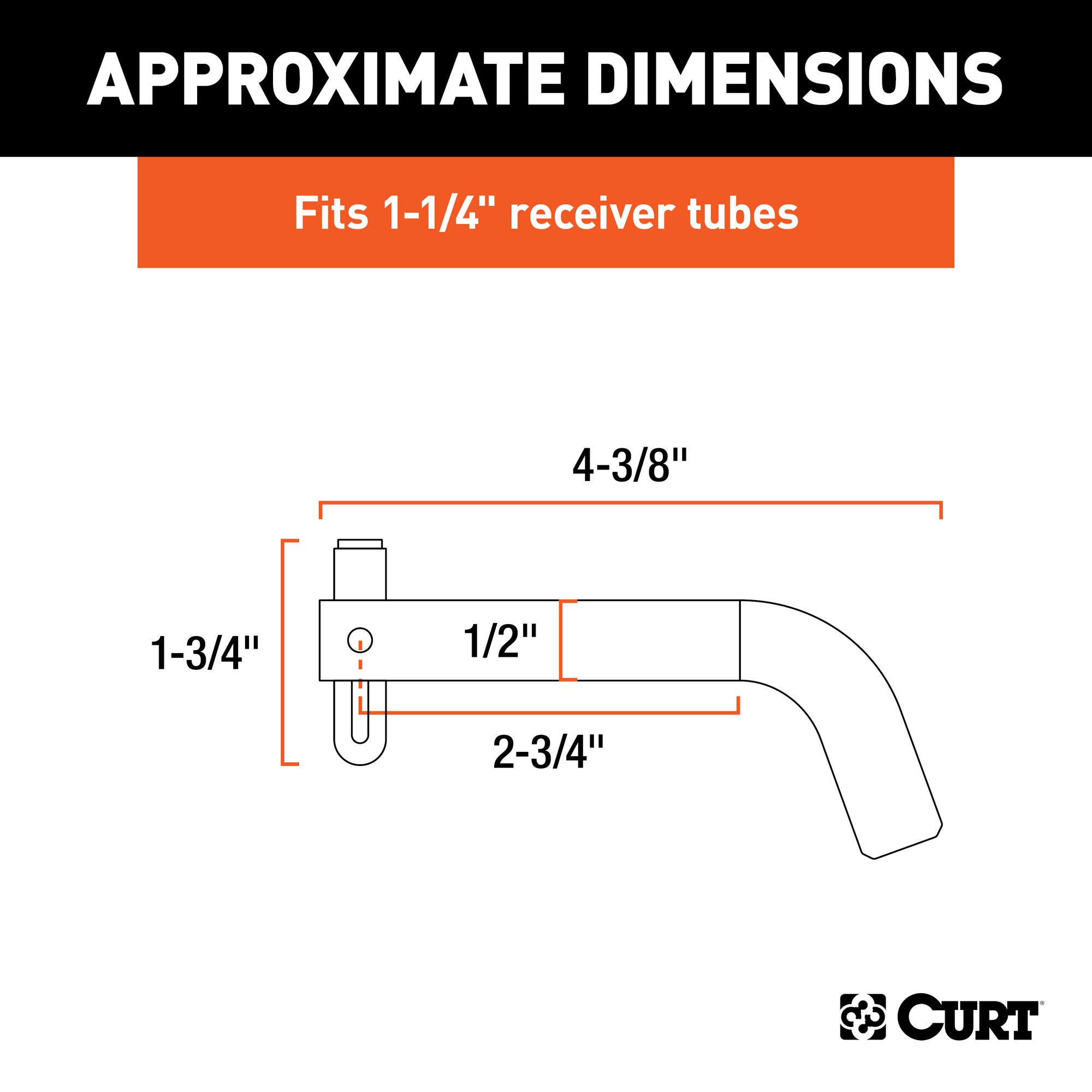 CURT 21541 Swivel Trailer Hitch Pin, 1/2-Inch Diameter, Fits 1-1/4-Inch Receiver