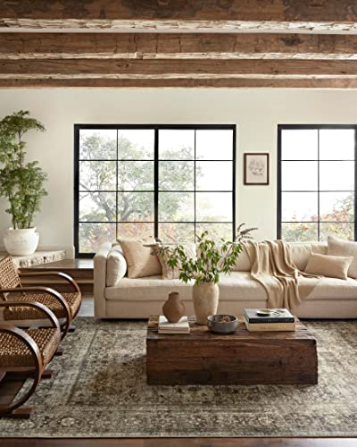Magnolia Home by Joanna Gaines x Loloi Sinclair Collection SIN-01 Machine Washable Pebble / Taupe 7'-6" x 9'-6" Area Rug