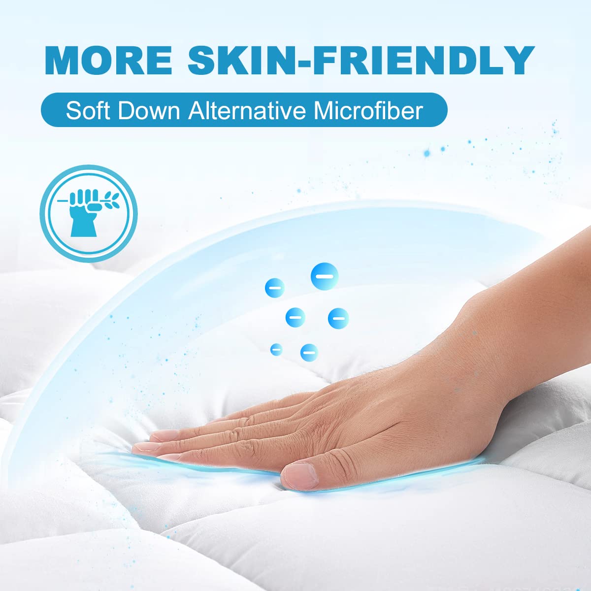 Queen Mattress Pad Cover Cooling Mattress Topper Pillow Top with Down Alternative Fill (8-21β Fitted Deep Pocket Queen Size)