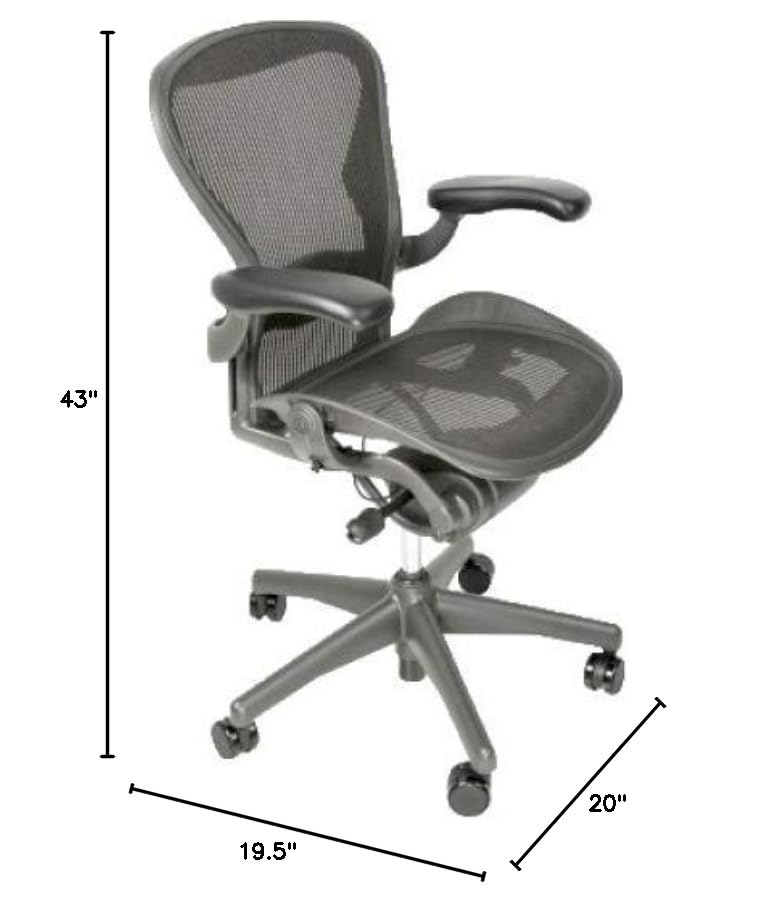 Aeron Herman Miller Office Chair Size B | Fully Adjustable with All Features Included| Quick and Easy Assembly| Renewed| 10 Year Warranty| Hardwood Floor Roller Blade Style Wheels Included
