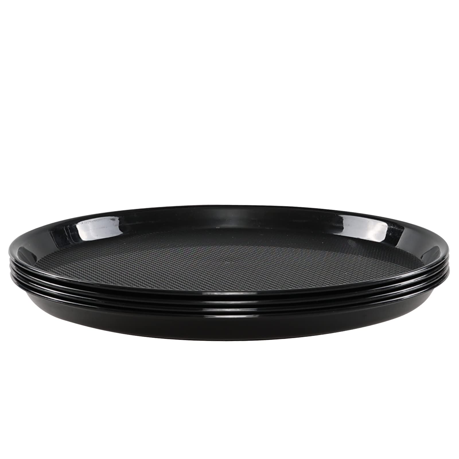 Pekky 4 Packs Plastic Round Serving Trays, Multi-Purpose Fast Food Trays, RE