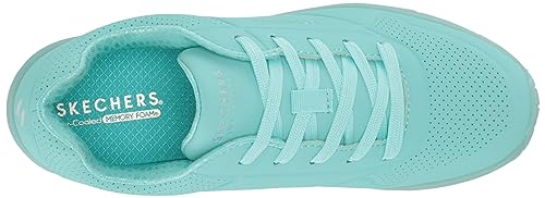 Skechers Kids Girls Uno Ice Sneaker, Turquoise, 2 Little Kid