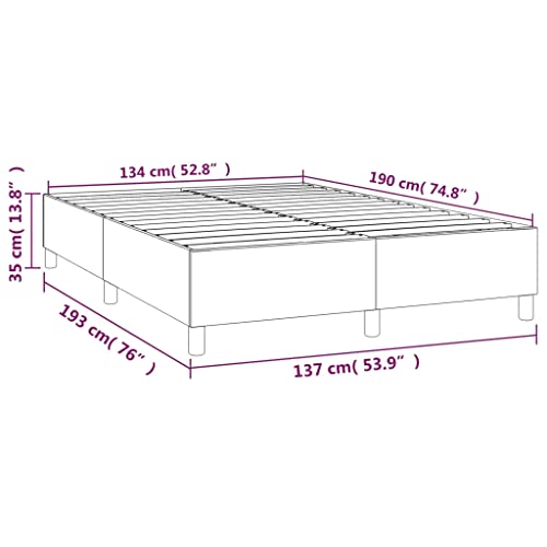 vidaXL Box Spring Bed Frame Home Indoor Bed Accessory Bedroom Upholstered Double Bed Base Furniture White 53.9"x74.8" Full Faux Leather