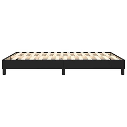 vidaXL Box Spring Bed Frame Home Indoor Bedroom Bed Accessory Wooden Upholstered Double Bed Base Furniture Black 53.9"x74.8" Full Faux Leather