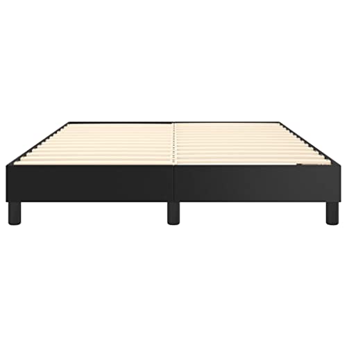 vidaXL Box Spring Bed Frame Home Indoor Bedroom Bed Accessory Wooden Upholstered Double Bed Base Furniture Black 53.9"x74.8" Full Faux Leather