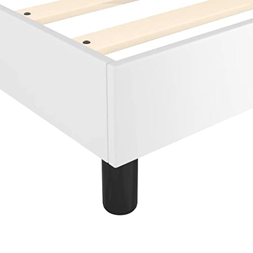 vidaXL Box Spring Bed Frame Home Indoor Bed Accessory Bedroom Upholstered Double Bed Base Furniture White 53.9"x74.8" Full Faux Leather
