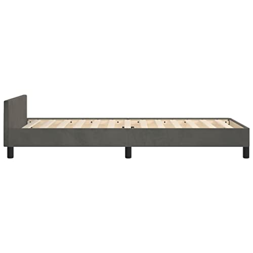 vidaXL Bed Frame with Headboard Home Indoor Bed Accessory Bedroom Upholstered Single Bed Base Furniture Dark Gray 39.4"x79.9" Twin XL Velvet