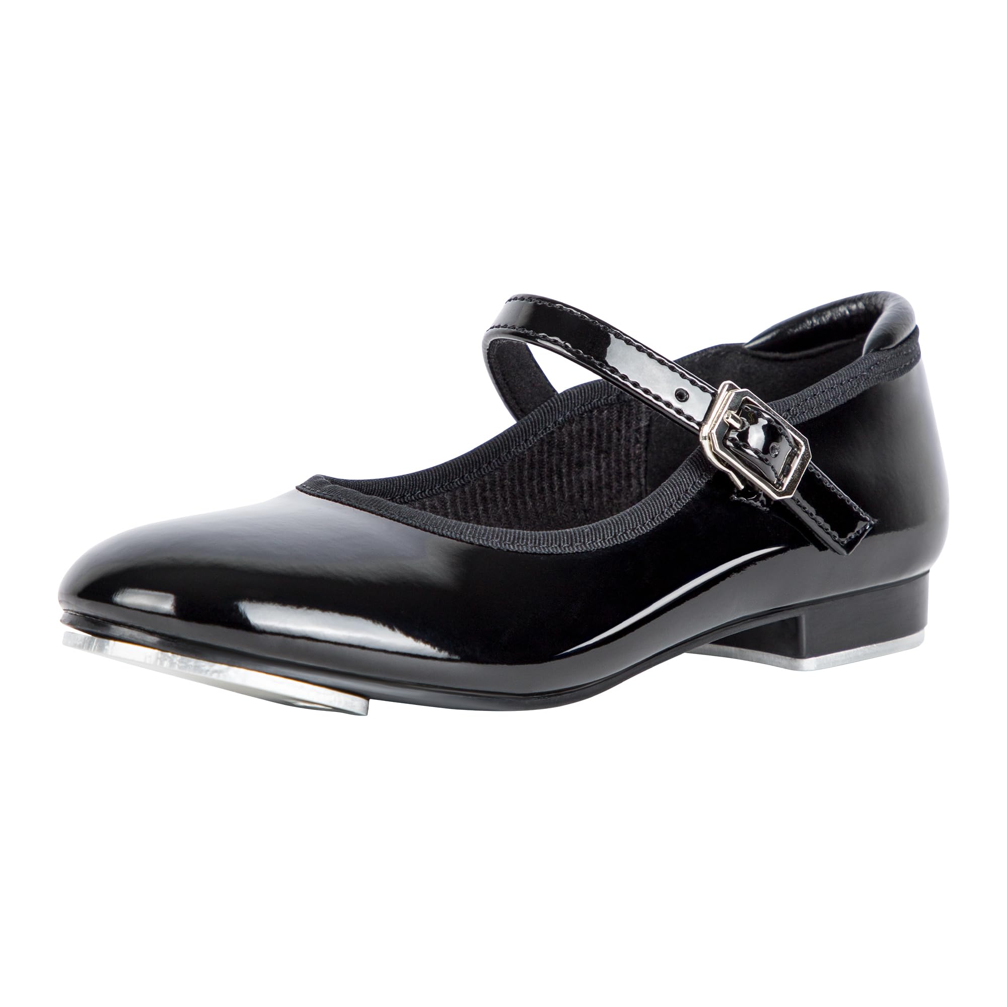 Linodes Economy Unisex-Child Easy Slide Buckle Tap Shoe for Girls and Boys Maryjane Dance Flat-Black Patent-2M-Little Kid