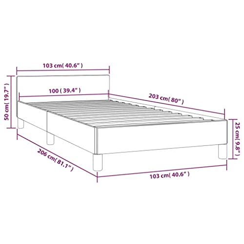 vidaXL Bed Frame with Headboard Home Indoor Bed Accessory Bedroom Upholstered Single Bed Base Furniture Dark Gray 39.4"x79.9" Twin XL Velvet