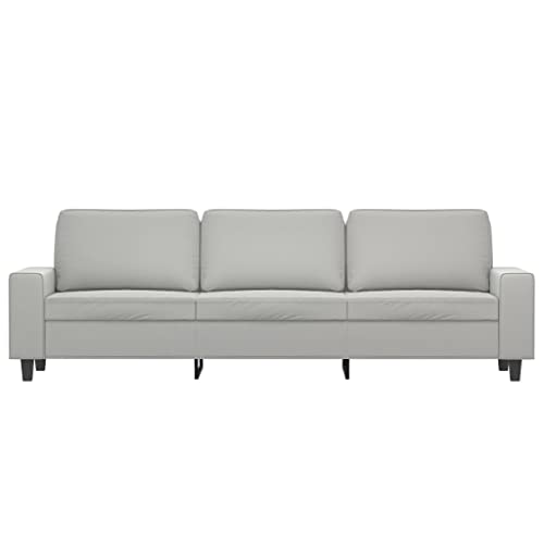 vidaXL 3-Seater Sofa Light Gray 82.7" Microfiber Fabric