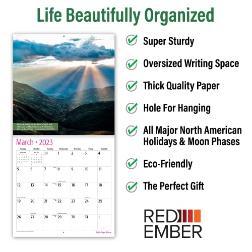 RED EMBER Bible Verses Faith, Hope & Love 2023 Hangable Monthly Wall Calendar | 12" x 24" Open | Thick & Sturdy Paper | Giftable | The Greatest Is Love