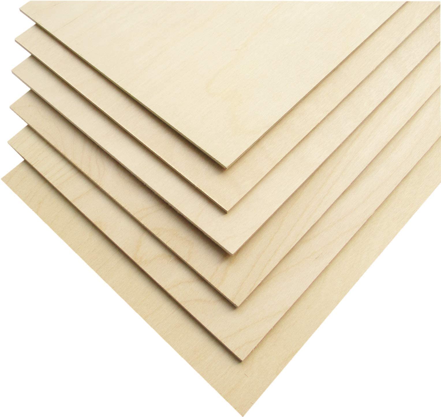 3 mm 1/8"x 8"x 12" Premium Baltic Birch Plywood with B/BB Grade Veneer 6 Flat Sheets for DIY Crafts and Arts, CNC Cutting, Wood Burning and Laser Projects