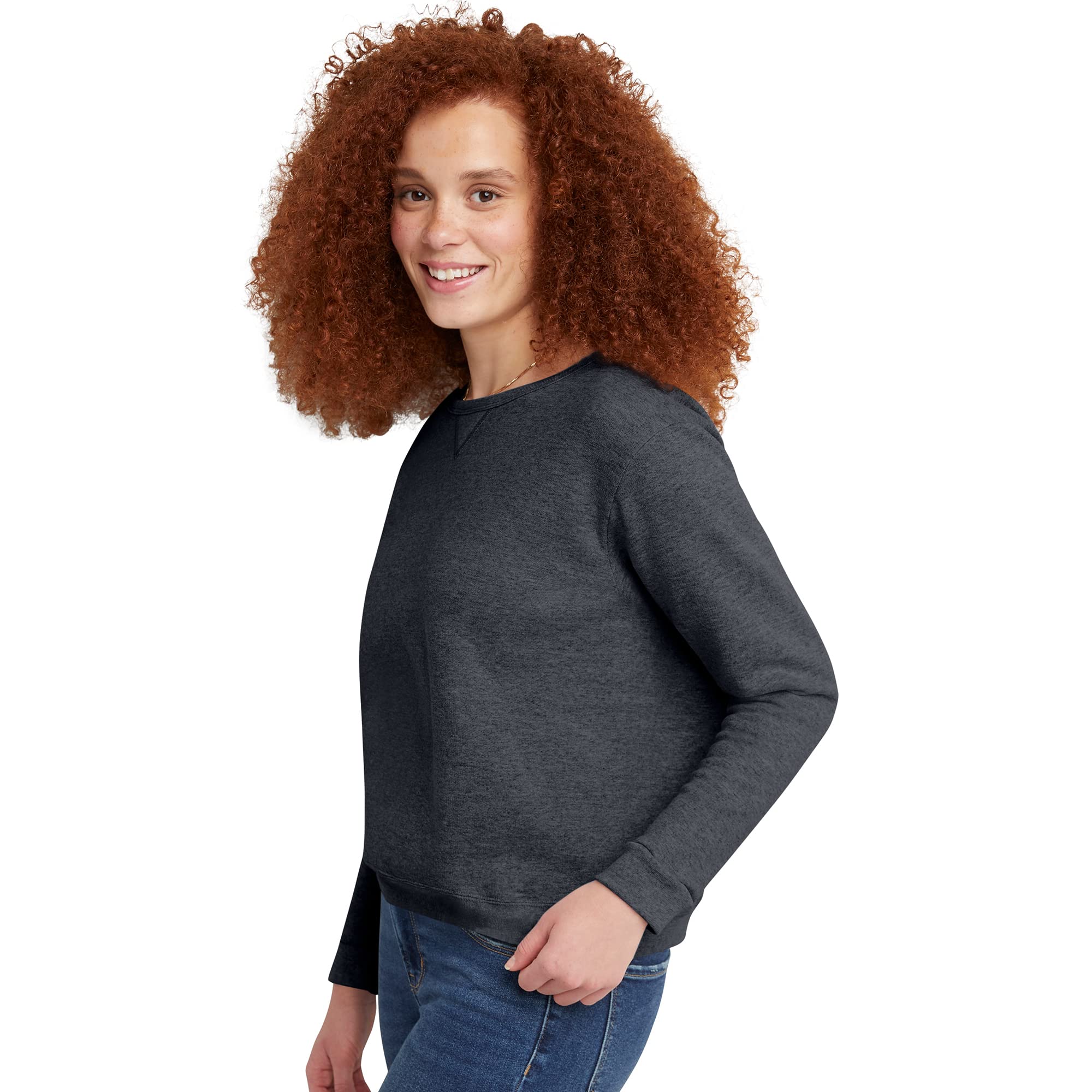 Hanes Women's EcoSmart Crewneck Sweatshirt, Slate Heather, X-Large