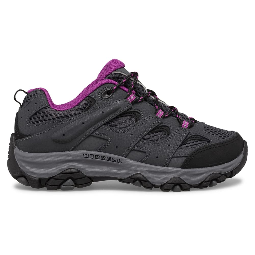Merrell Moab 3 Low Hiking Shoe, Granite/Berry, 2 US Unisex Big Kid