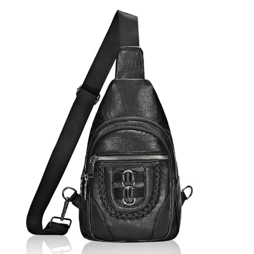 SUOSDEY Sling Bag Crossbody Bags for Women PU Leather Sling Backpack Travel Cycling Hiking