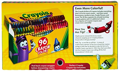 Crayola Classic Color Crayons in Flip-Top Pack with Sharpener, 96 Colors, Gift for Kids