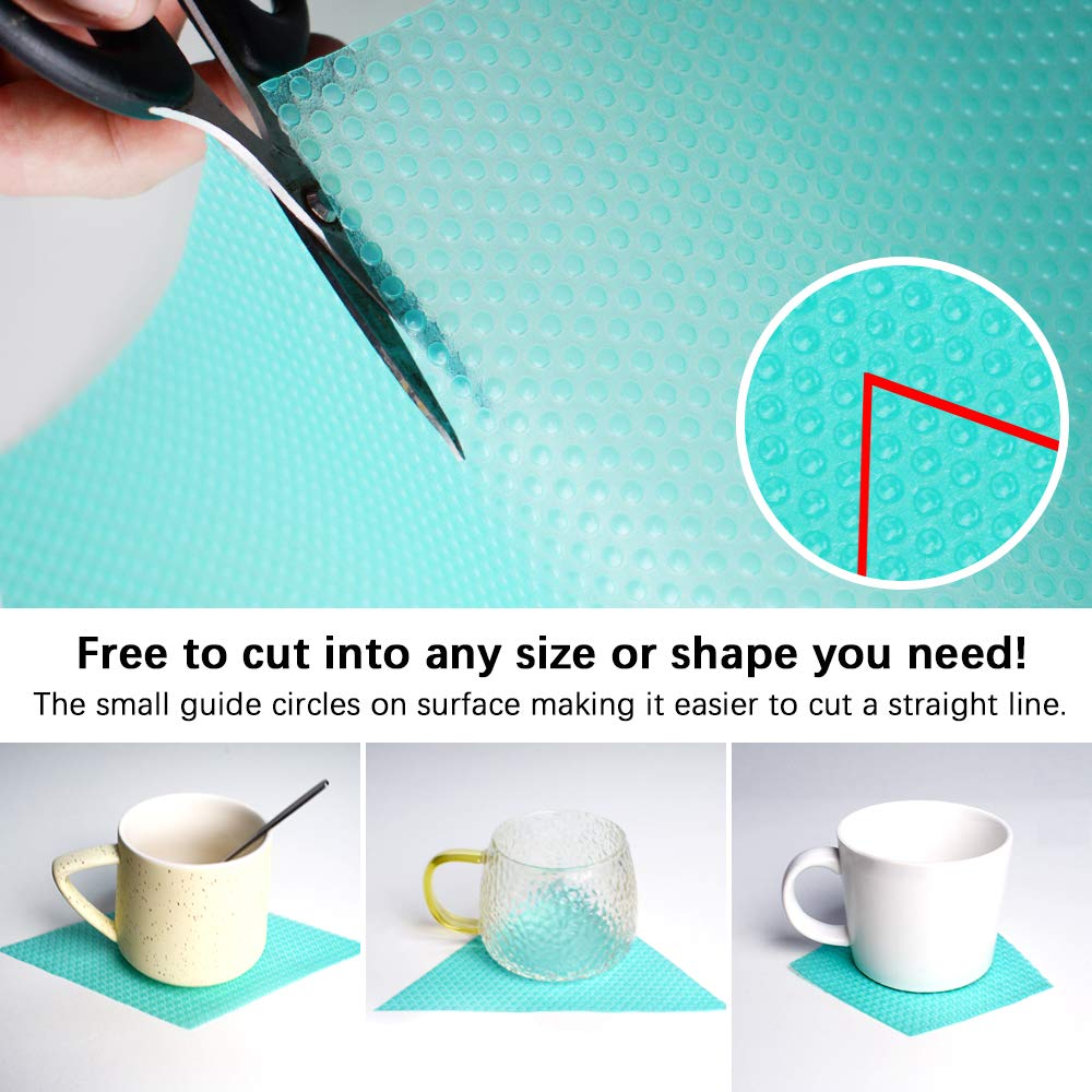 SITAKE 12 Pcs Refrigerator Mats, Washable Can Be Cut Fridge Pads, Waterproof Non-Slip Shelf Liners for Cabinets, Wardrobes, Drawers, Bookshelves, Tables, 17.7β x 11.4β