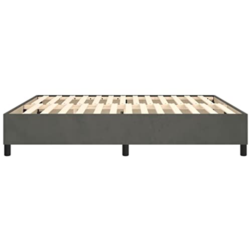 vidaXL Box Spring Bed Frame Home Indoor Bed Accessory Bedroom Upholstered Double Bed Base Furniture Dark Gray 72"x83.9" California King Velvet