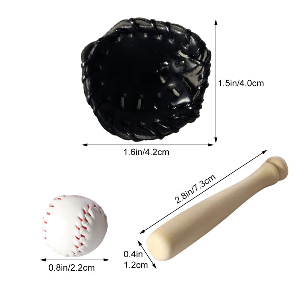 NUOBESTY Halloween Miniatures 1 Set of Miniature Baseball Bats Gloves Kit Decorative Simulation Tiny House Accessories Baseball Birthday Decorations
