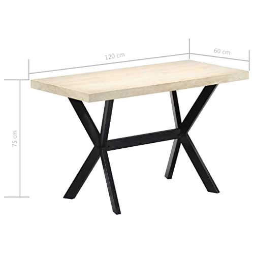 vidaXL Dining Table Home Indoor Dining Room Kitchen Polished Painted Wooden Dinner Dining Table Furniture Solid Reclaimed Wood and Steel Cross