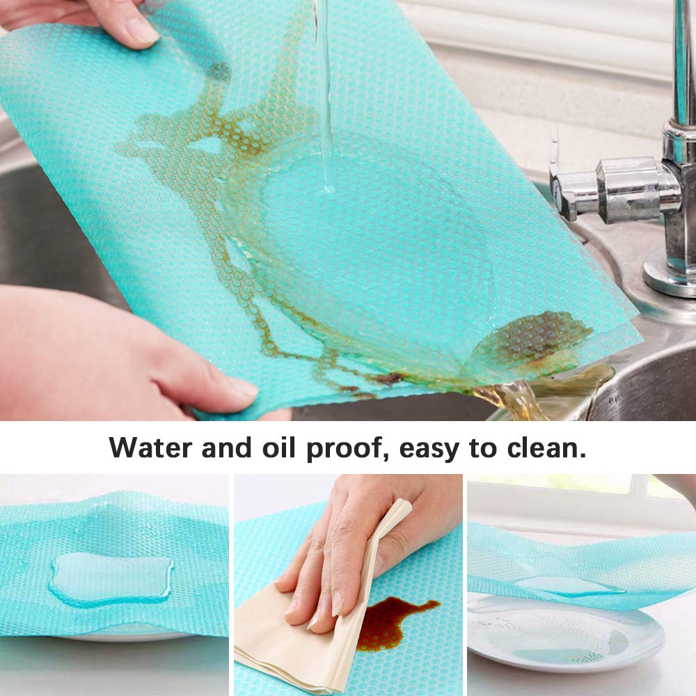 SITAKE 12 Pcs Refrigerator Mats, Washable Can Be Cut Fridge Pads, Waterproof Non-Slip Shelf Liners for Cabinets, Wardrobes, Drawers, Bookshelves, Tables, 17.7β x 11.4β