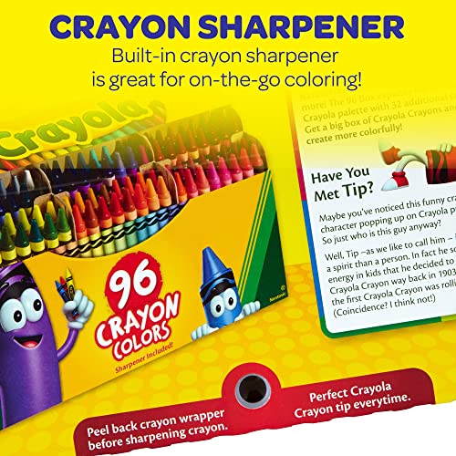 Crayola Classic Color Crayons in Flip-Top Pack with Sharpener, 96 Colors, Gift for Kids