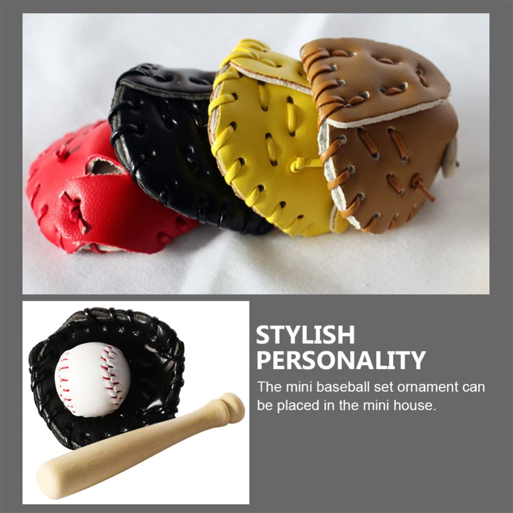 NUOBESTY Halloween Miniatures 1 Set of Miniature Baseball Bats Gloves Kit Decorative Simulation Tiny House Accessories Baseball Birthday Decorations