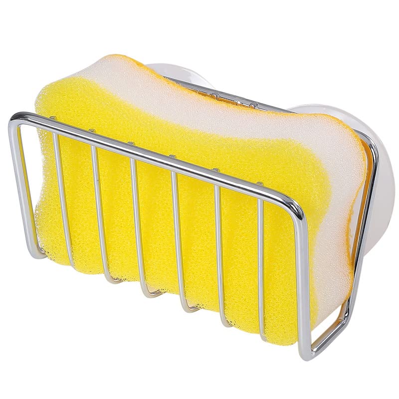 Toplife Kitchen Sink Suction Holder for Sponges, Scrubbers, Soap (Silver)