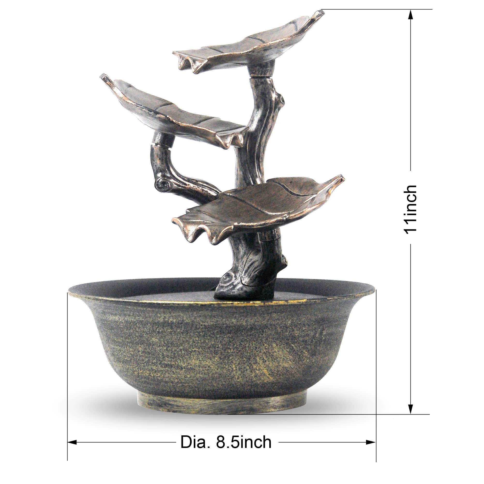 Indoor Water Fountain - 3 Tier Lotus Leaf Tabletop Fountain, Relaxation Min Waterfall for Room Decoration