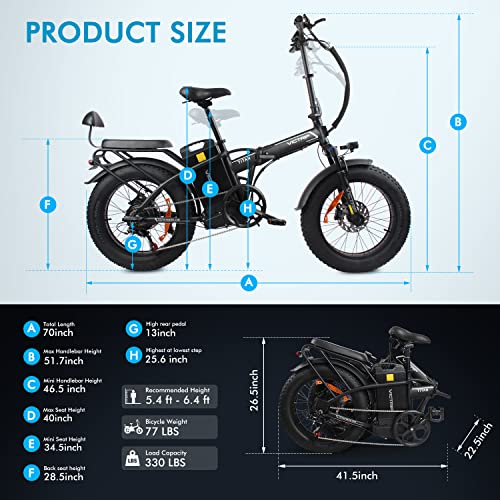 32Ah Large Battery 100 Miles Long Range 750W Folding Electric Bike for Adults Shimano 7-Speed Cruise Control Dual Shock Absorber Color Display Step-Thru Commuter Bike with 2 Seat UL Certified …