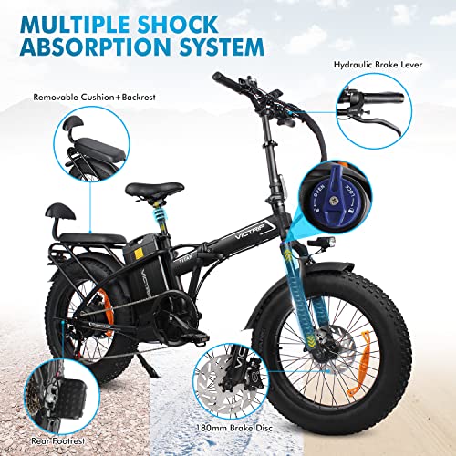 32Ah Large Battery 100 Miles Long Range 750W Folding Electric Bike for Adults Shimano 7-Speed Cruise Control Dual Shock Absorber Color Display Step-Thru Commuter Bike with 2 Seat UL Certified …