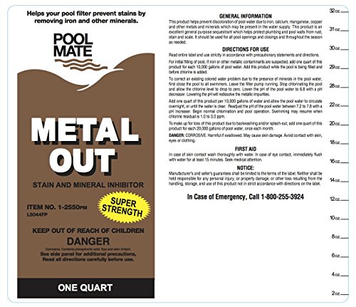 Pool Mate 1-2550 Metal Out Swimming Pool Mineral Remover, 1-Pack