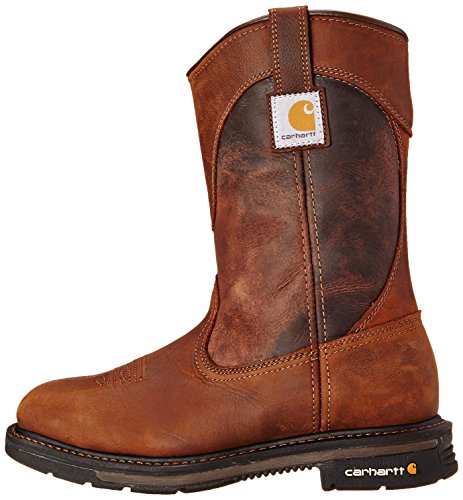 Carhartt mens 11" Wellington Square Safety Toe Leather Work Cmp1218 industrial and construction boots, Brown/Dark Brown Leather, 13 Wide US