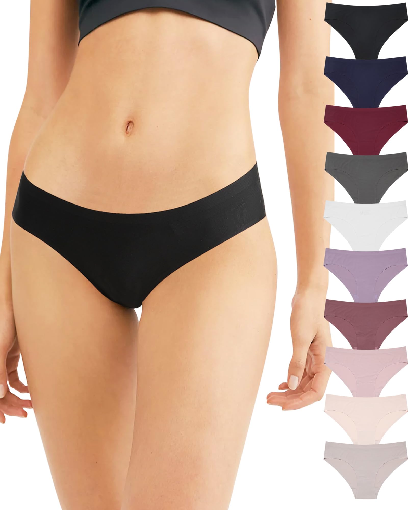 LEVAO 10 Pack Seamless Underwear for Women No Show Cheeky Bikini Panties Breathable Silk Touch Brief S-XL