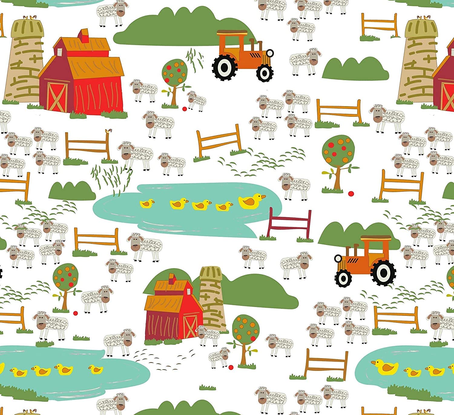Stesha Party Farm Gift Wrap Red Barn Wrapping Paper - Folded Flat 30 x 20 Inch, 3 Sheets