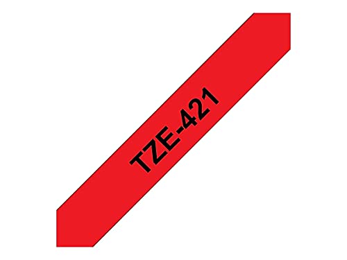 Brother Tze421 Tze Standard Adhesive Laminated Labeling Tape, 3/8-Inch W, Black On Red