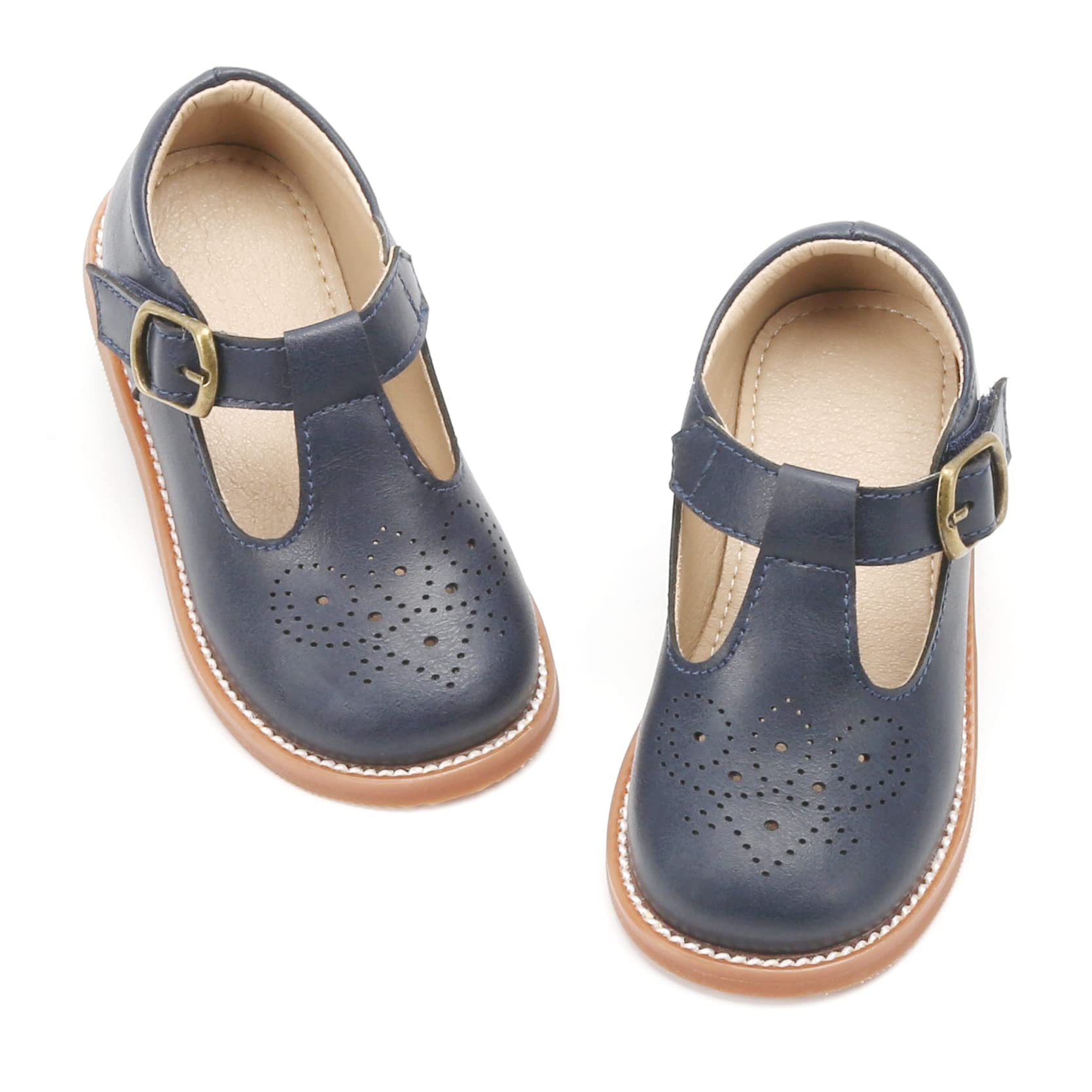 Otter MOMO Todder Little Girls Blue Oxford Shoes Mary Jane T-Strap Size 2 School Uniform Party Dress Flat Shoes