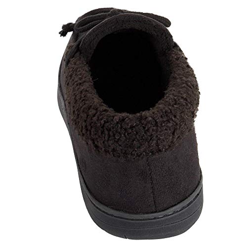 Hanes Men's Moccasin Slipper House Shoe With Indoor Outdoor Memory Foam Sole Fresh Iq Odor Protection, Navy, Large