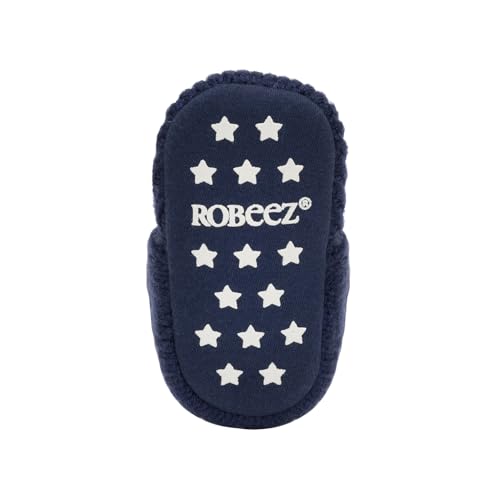 Robeez Baby Booties with Slip Resistant Soles Colby Sweater Knit Snap Booties,F23 Colby Navy,12-18 Months