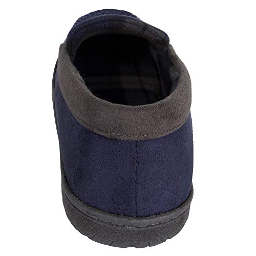 Hanes Men's Moccasin Slipper House Shoe With Indoor Outdoor Memory Foam Sole Fresh Iq Odor Protection, Navy, Large