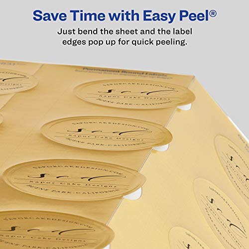 Avery Printable Embossed Foil Round Labels, 2" Diameter, Gold, 96 Customizable Labels (22831)