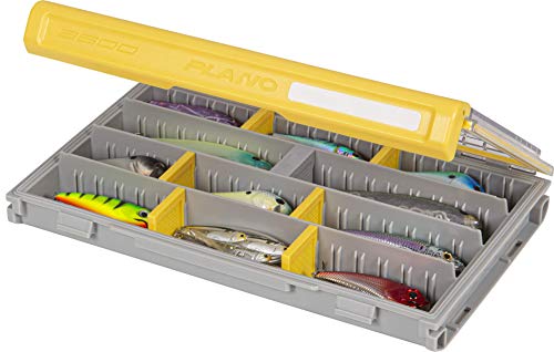 Plano Edge 3600 Premium Tackle Utility Box, Gray and Yellow with Clear Lid, Rust-Resistant and Waterproof, Customizable Tackle Protection Organization