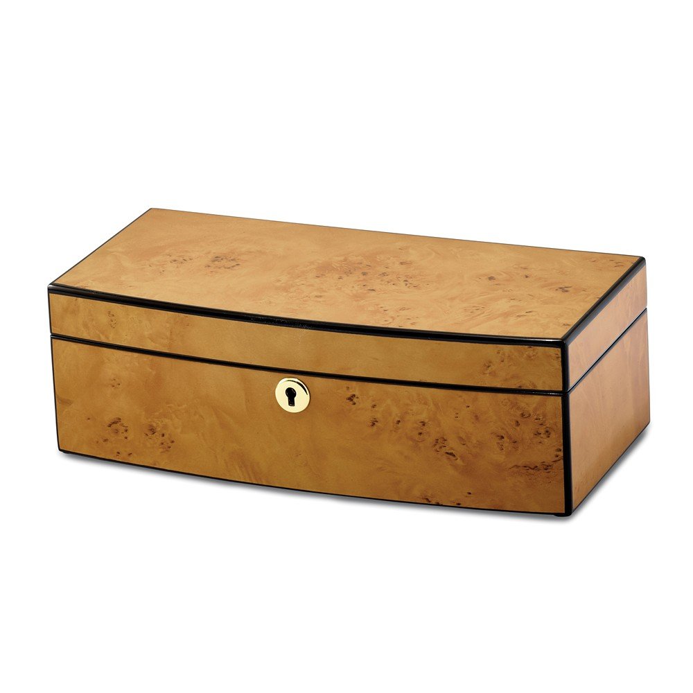 Burlwood Veneer Gloss Finish with Lift Tray Jewelry Box 11"